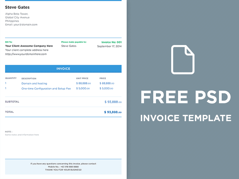 20 Beautiful Free Invoice Templates for Freelancer | Email & Print